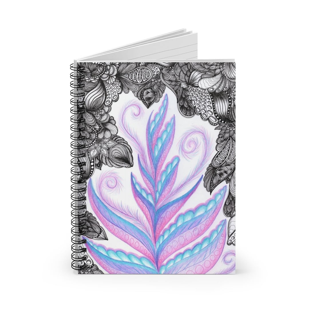 Purple Fern Zentangle Spiral Notebook - Ruled Line - Etsy