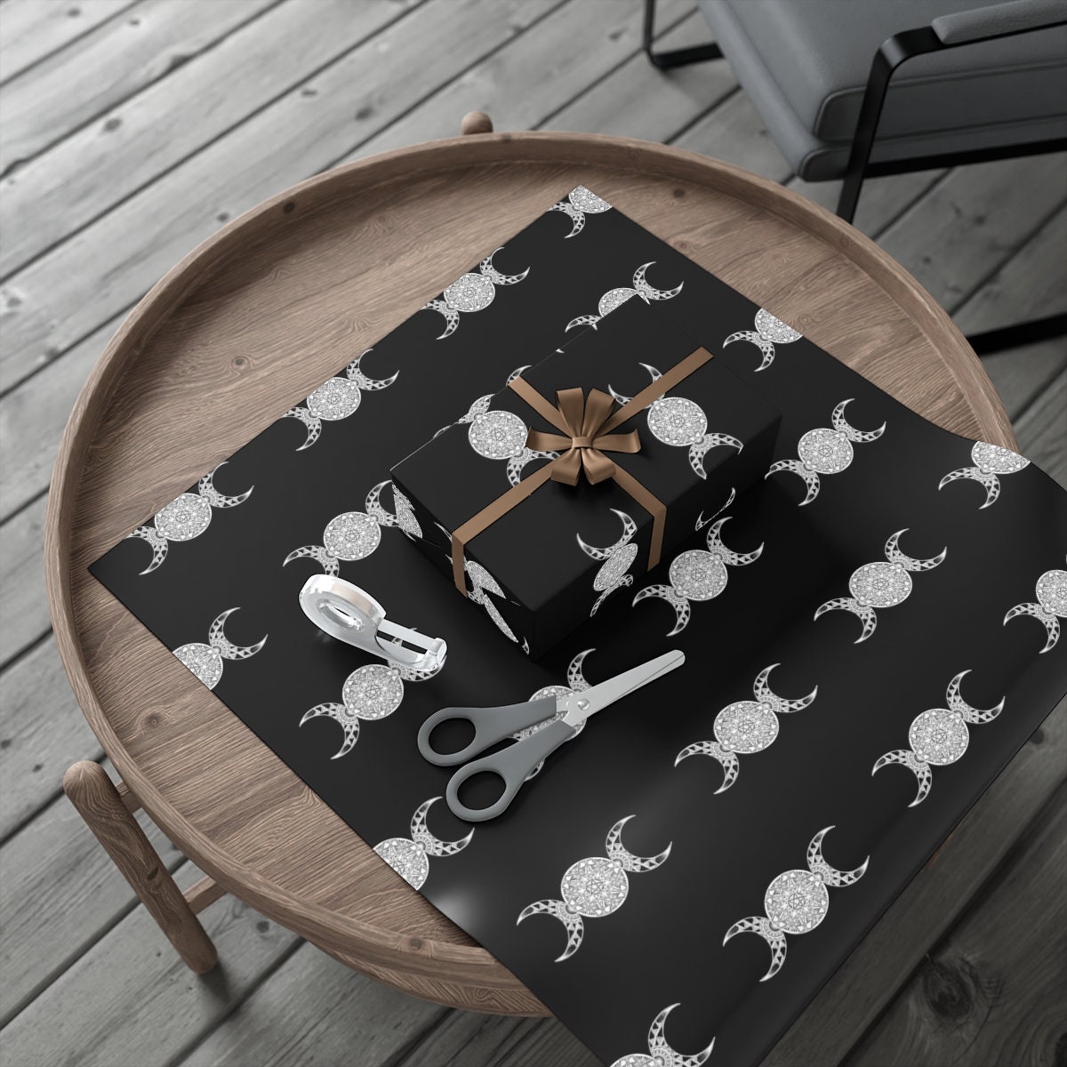 Triple Goddess Mandala Black and White Witchy Yule Wrapping Paper - Etsy