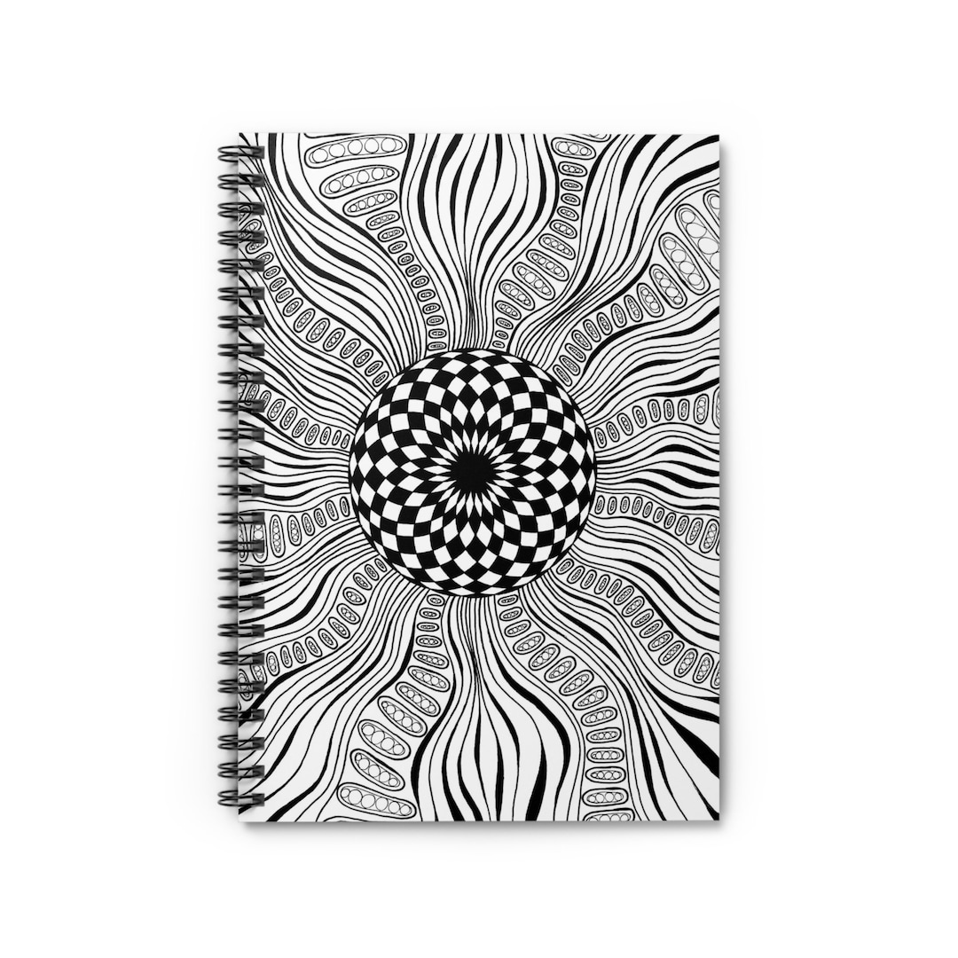 Black and White Optical Illusion Art Spiral Notebook - Ruled Line - Etsy