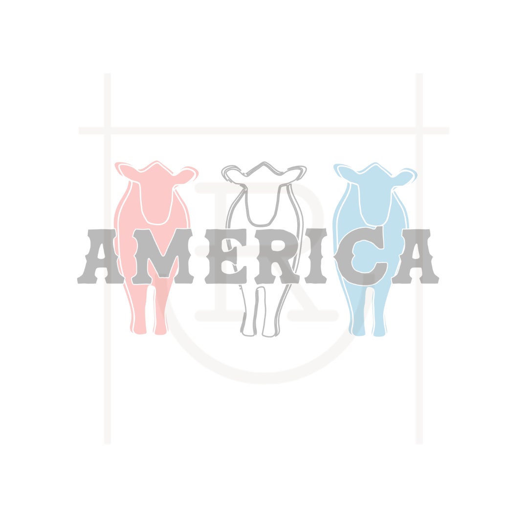 Commercial Use Red White and Blue Cattle Graphic // Instant Download ...