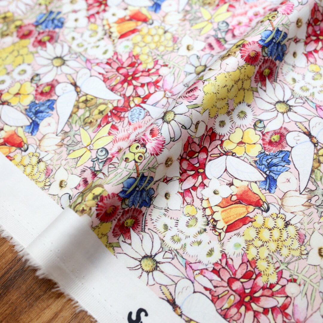 Nerida Hansen May Gibbs Garden Pink - Cotton Sateen - 50cm - Etsy