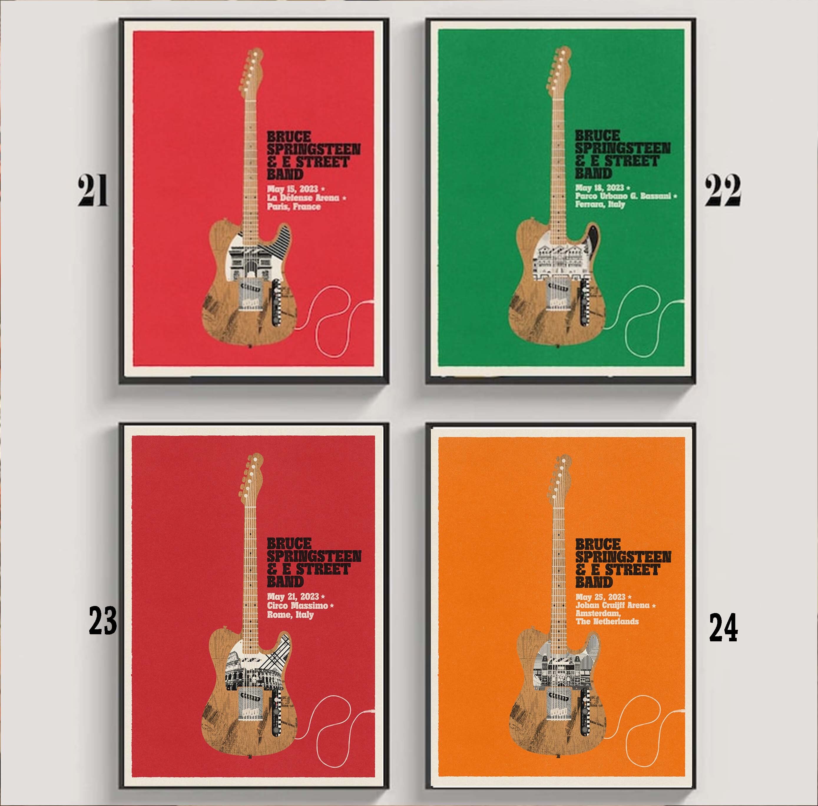 Custom Bruce Springsteen Mar, Apr, May 2023 Tour Poster No Frame