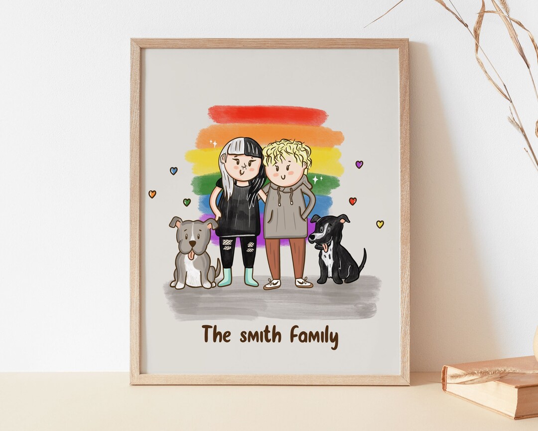 Custom Lesbian Couple Wedding Gift Portrait, LGBTQ Owned Shops ...