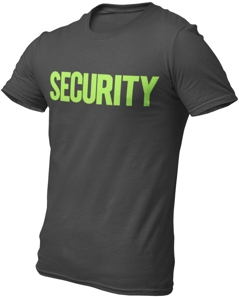 Men's Security T-shirt Front Back Print Tee Staff Event (charcoal ...