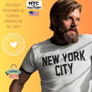 New York City Ringer Tee T-shirt Retro Style Men's Shirt (white/black, Regular) - Etsy