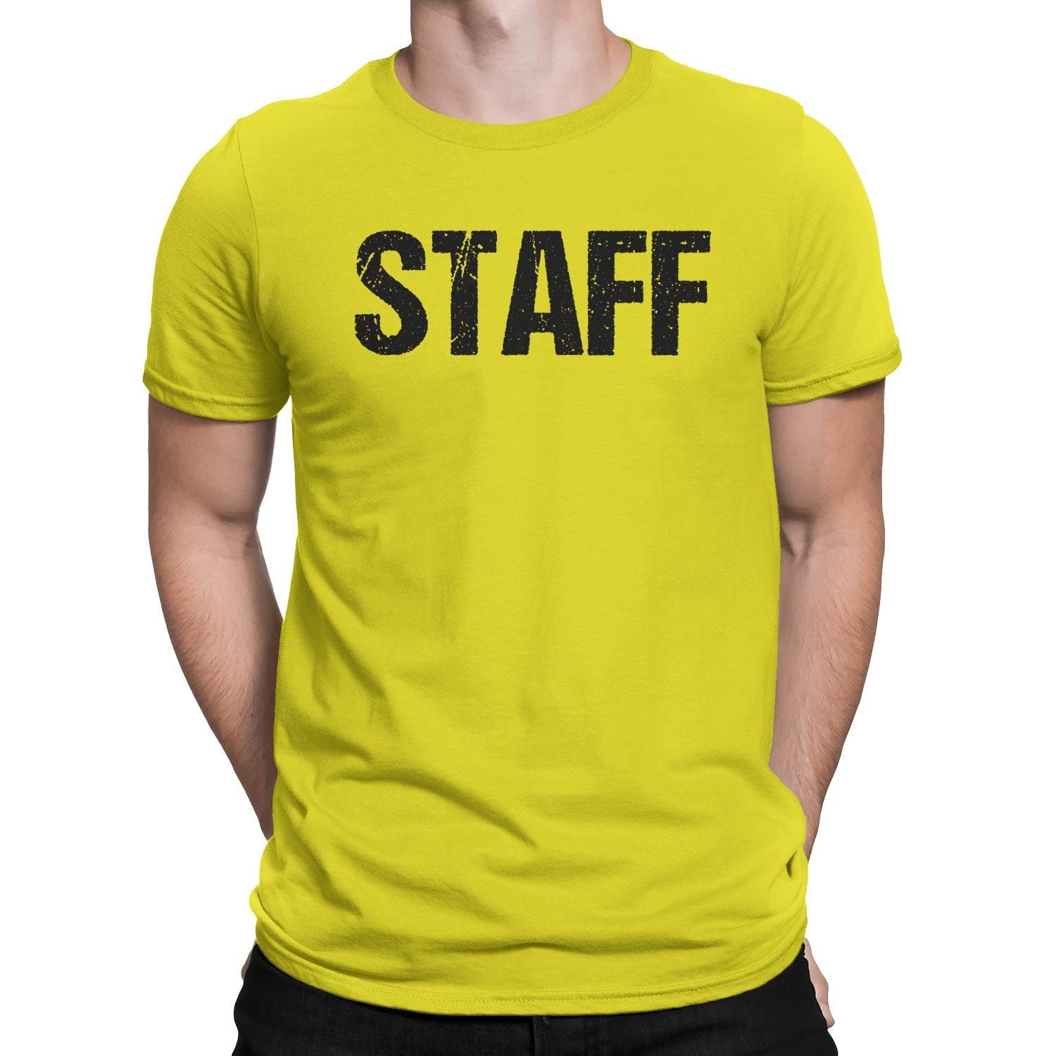 Bright Yellow Staff T-shirt Front & Back Print Mens Event - Etsy