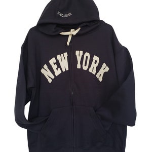 Men's New York City Zippered Hoodie Sweatshirt Black 3d Letters Design ...