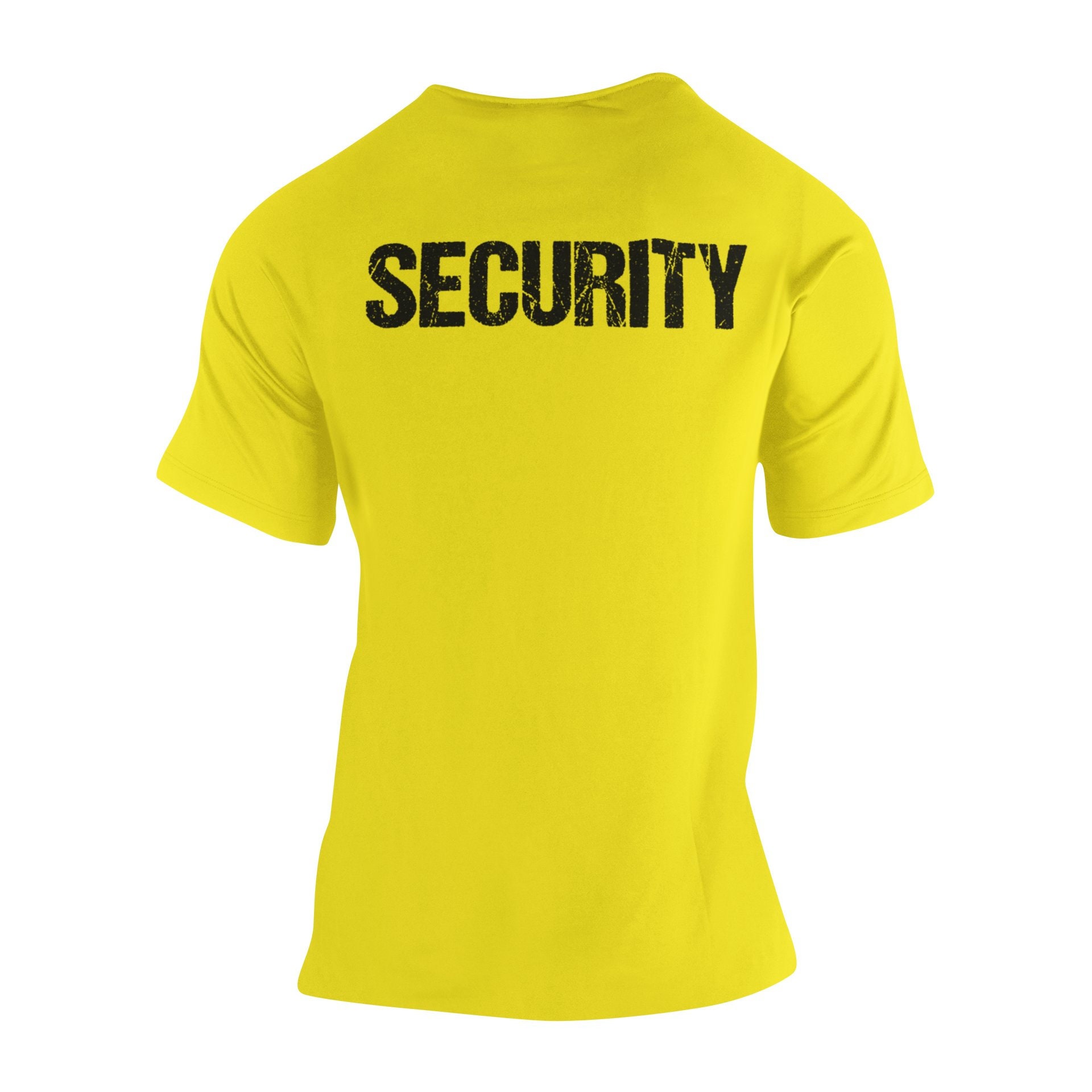 Bright Yellow Security T-shirt Front & Back Print Mens Event Shirt Tee ...