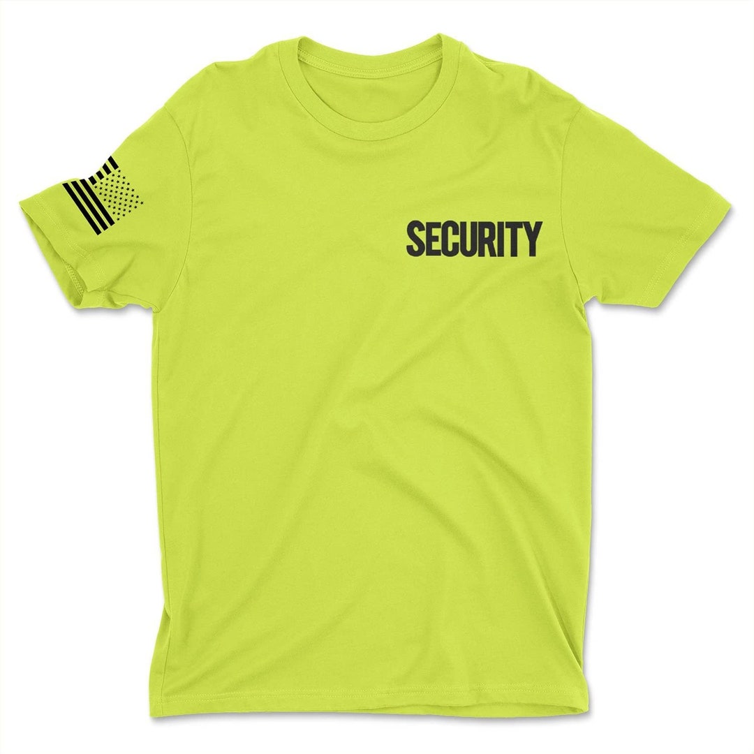 Security T-shirt Front Back Print Chest & Back With USA Flag Sleeve ...