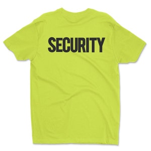 Men's Neon Security T-shirt Chest Back Print Tee - Etsy