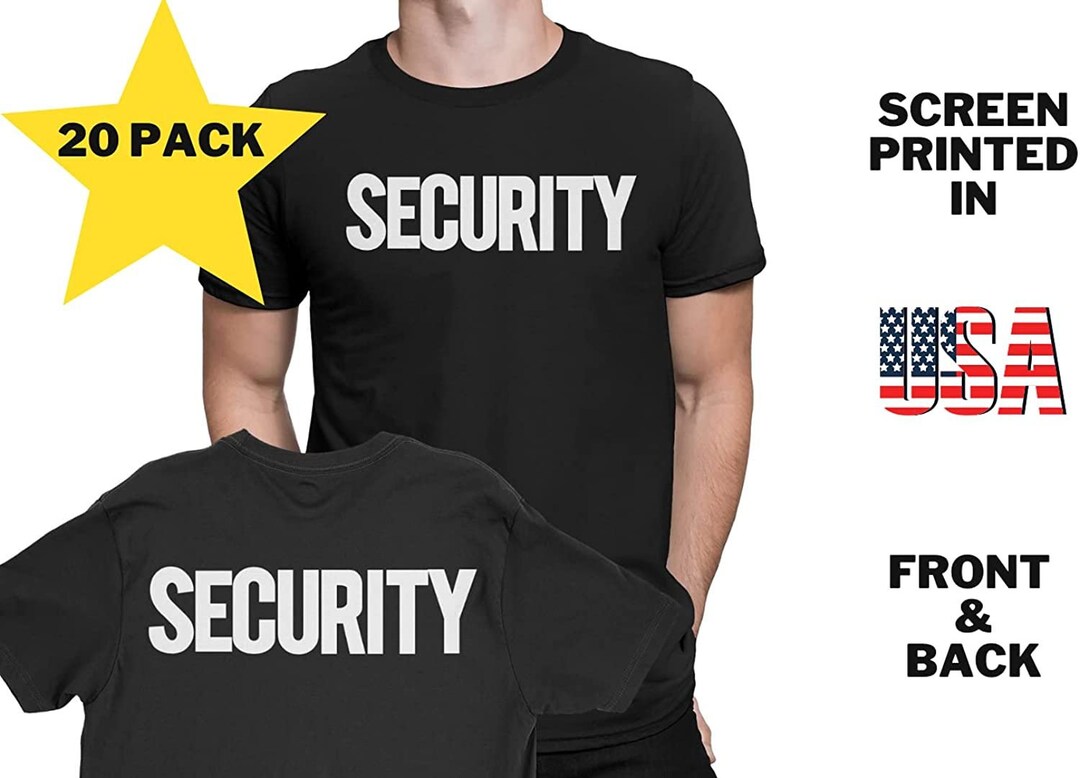 Men's Security Wholesale T-shirts Screen-printed Front & Back Multi ...