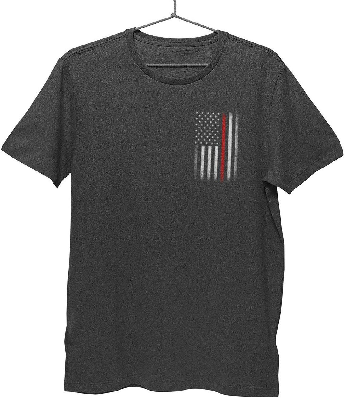 Men's Thin Red Line Flag Tee American Patriot Firefighter Support Shirt ...