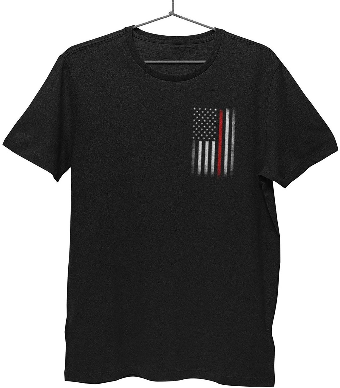 Men's Thin Red Line Flag Tee American Patriot Firefighter Support Shirt ...