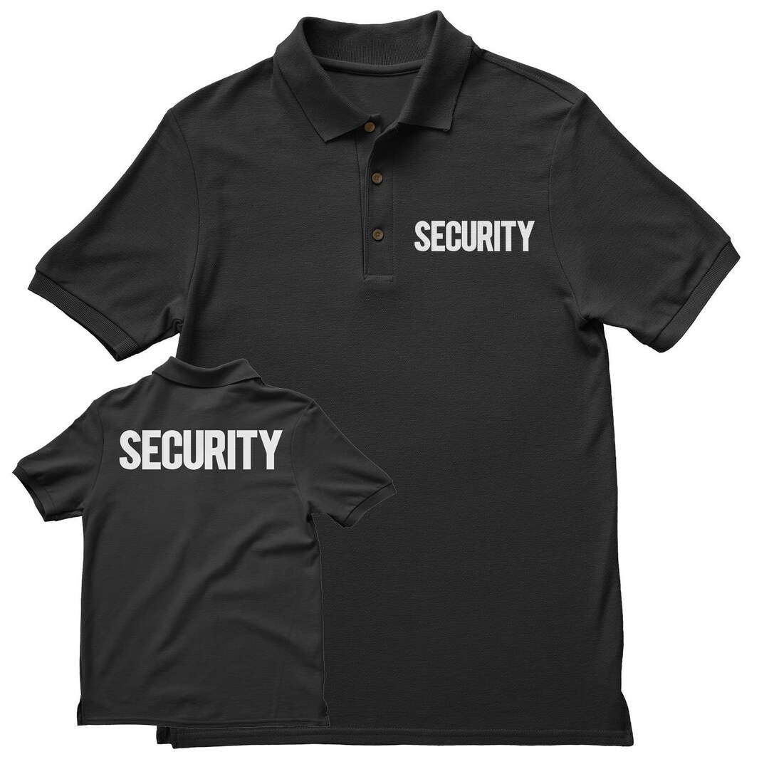 Security Polo Shirt Front Back Print Mens Tee Staff Event Uniform ...