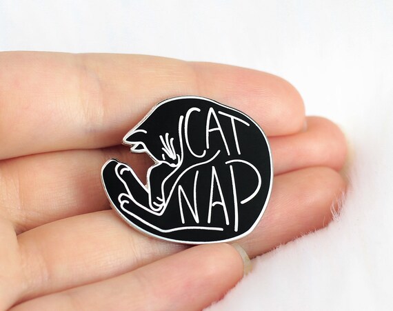Black Cat Nap Hard Enamel Pin / Cute Cat Pin / Kitty Pins / | Etsy