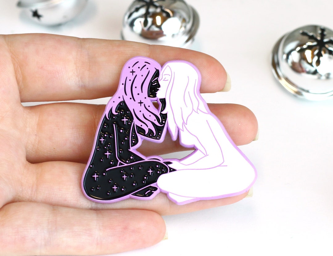 New Dyed Metal Romantic Enamel Pins Lesbian Pin Sapphic Art Gay