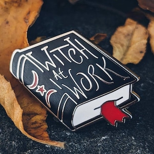 Witch at Work Spell Book Pin / Grimoire Enamel Pin / Witch Pins / Book ...