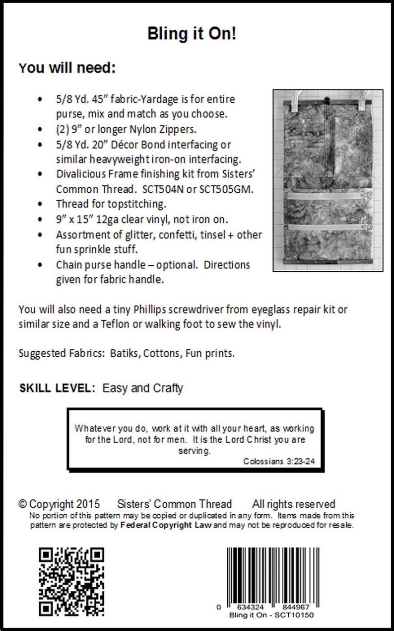 Bling It on Sewing Pattern OP by Sisters' Common Thread - Etsy