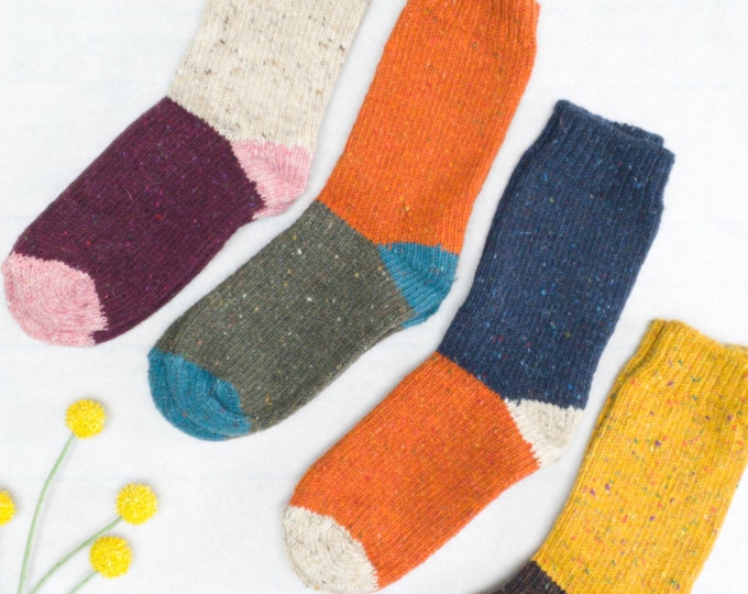 Colour Block 100% Marino Wool Unisex Socks. Made in Ireland. Irish ...