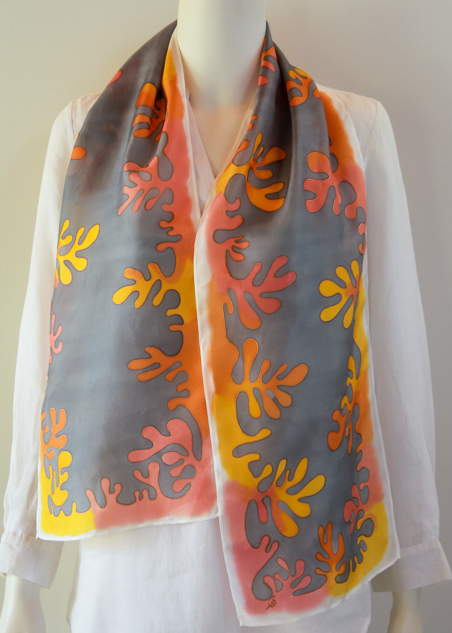 Sun Coral-silk Scarf Under the Sea Collection - Etsy
