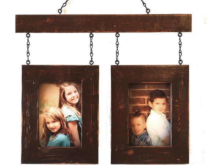 Rustic Double 4x6 Picture Frame, Double 4x6 Wall Frame, Rustic 4x6 ...