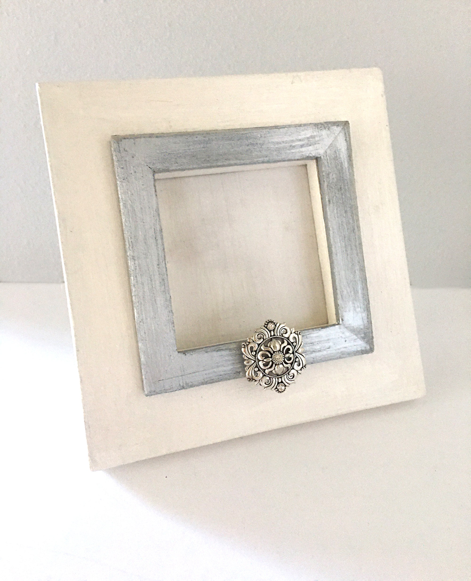 Marco de cuadro rústico 4x4 con ribete de madera y cuentas de | Etsy