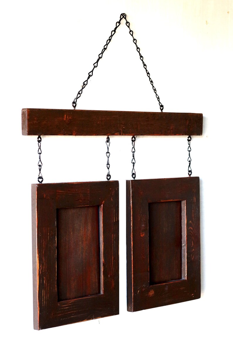 Rustic Double 4x6 Picture Frame Double 4x6 Wall Frame Rustic | Etsy