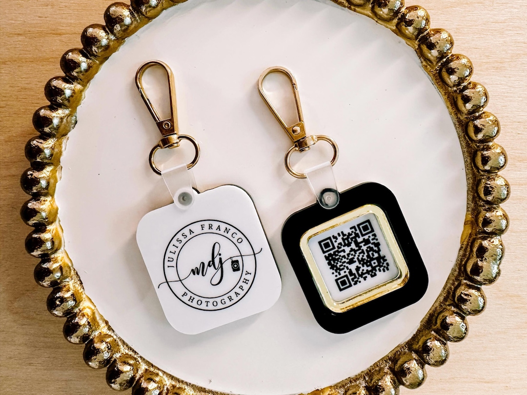 QR Code and Logo Keychain, Custom Logo Keychain, Instagram , Name ...