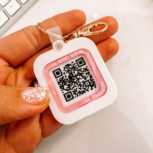 QR Code and Logo Keychain, Custom Logo Keychain, Instagram , Name ...