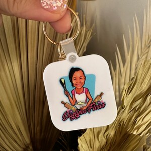 QR Code and Logo Keychain, Custom Logo Keychain, Instagram , Name ...