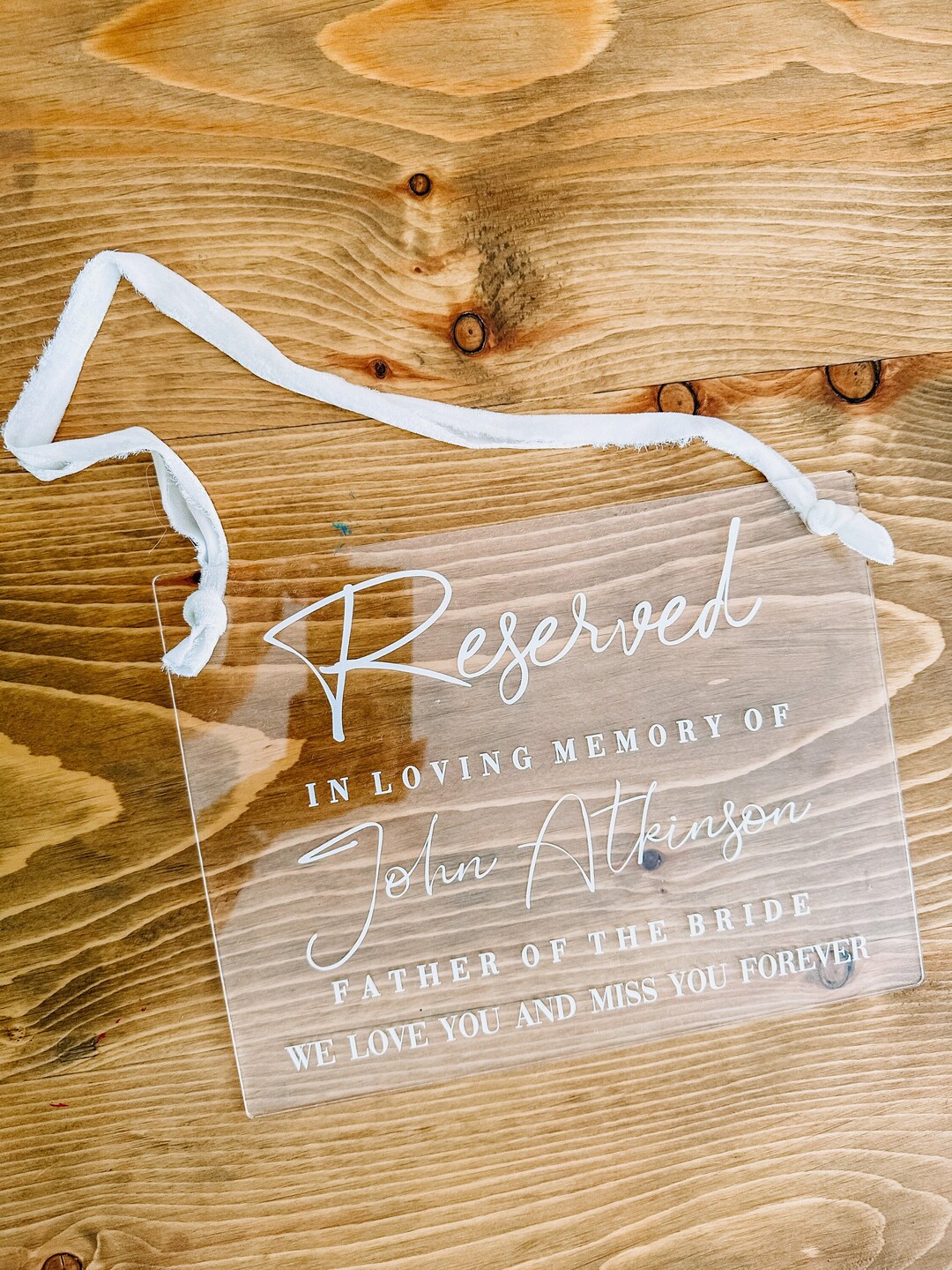 Reserved in Loving Memory Wedding Sign, Reserved Seat Sign, This Seat ...