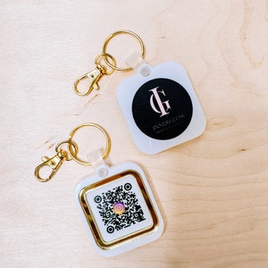 QR Code and Logo Keychain, Custom Logo Keychain, Instagram , Name ...