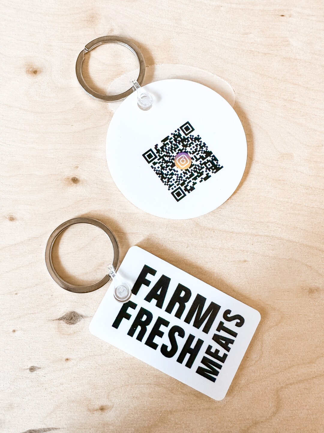 Business QR Code & Logo Keychain - Etsy