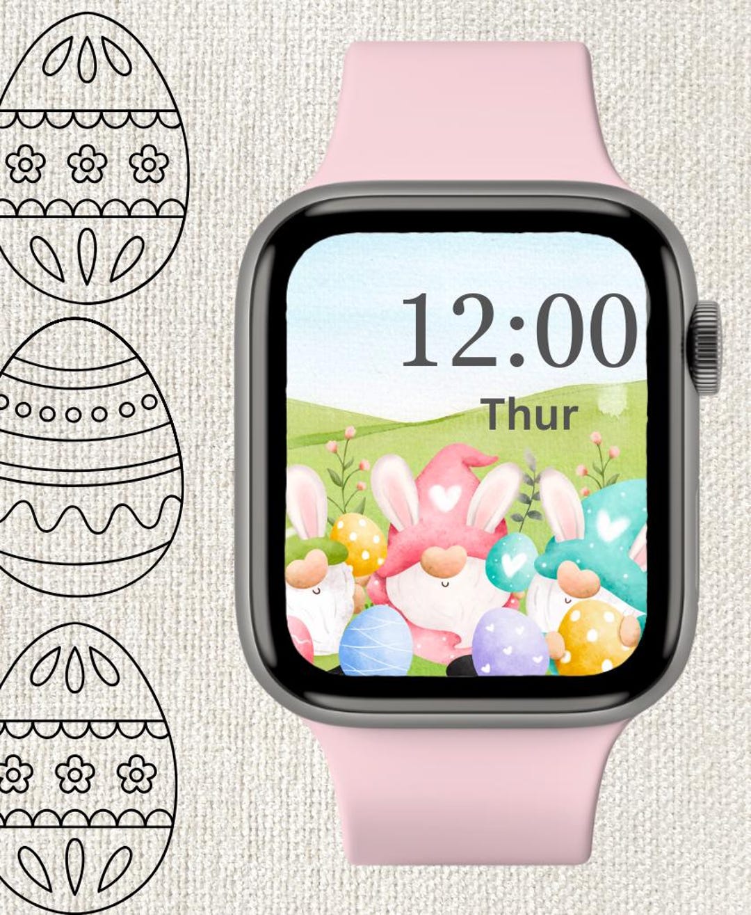 Apple Watch Face Wallpaper Spring EASTER GNOMES Flowers Digital Instant ...