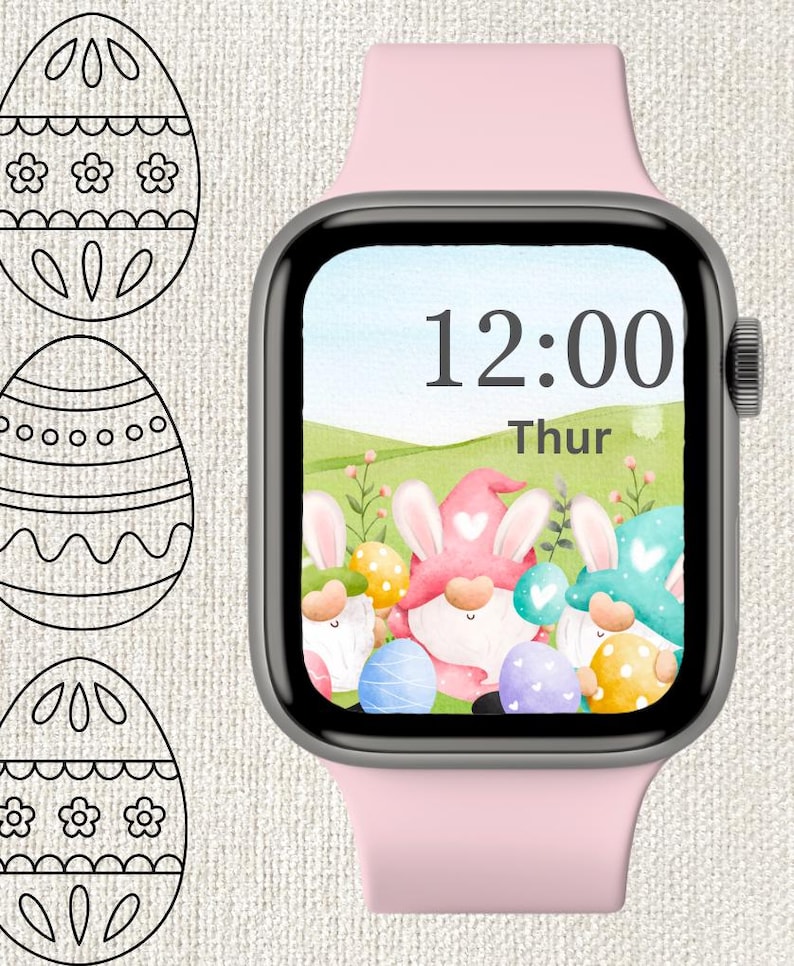 Apple Watch Face Wallpaper Spring EASTER GNOMES Flowers Digital Instant ...