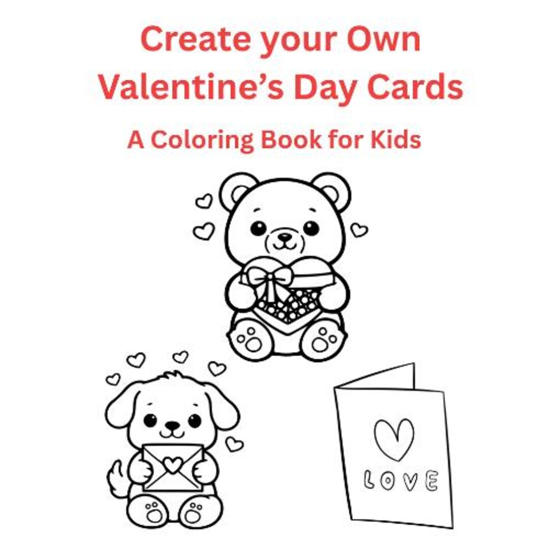 Valentine's Day Coloring Book for Kids | Printable Cards (instant ...
