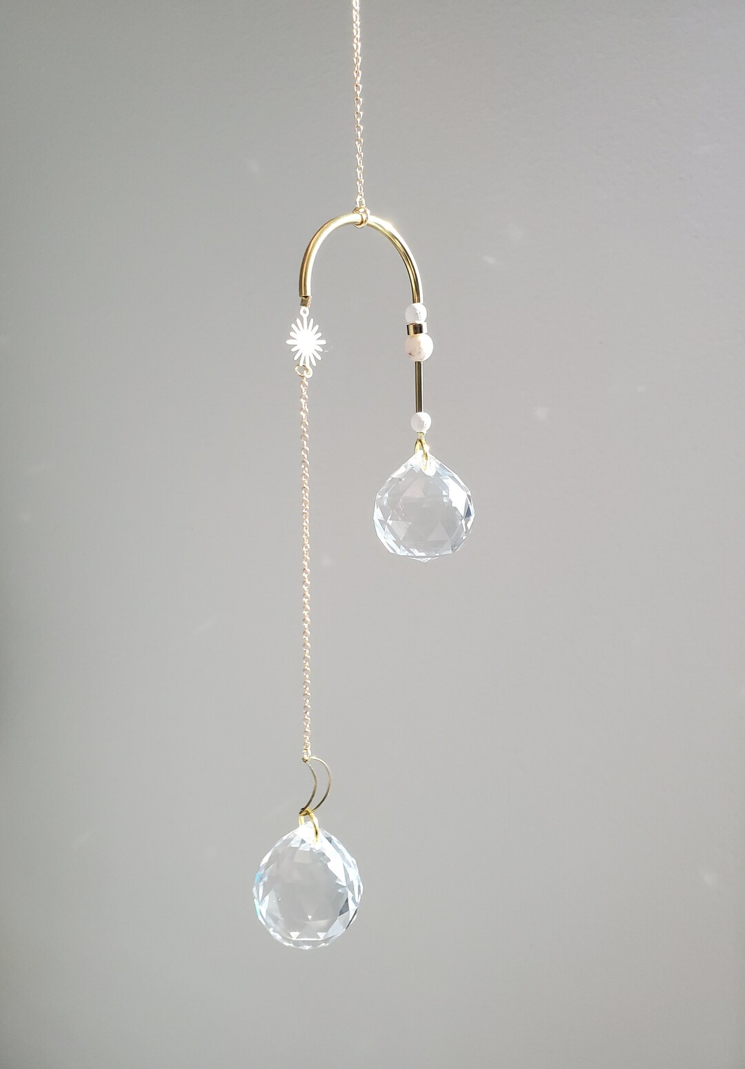 Mobile Double Sun Catcher | Agate and Brass - Etsy