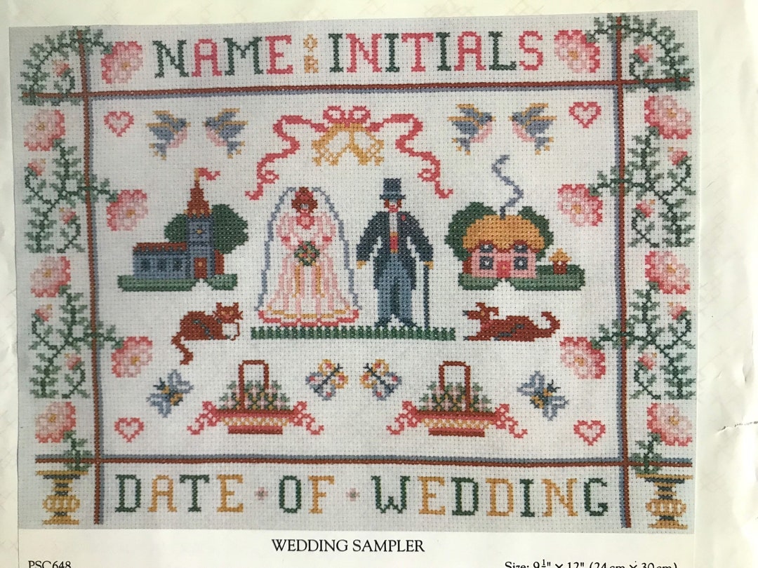 Vintage Wedding Sampler Cross Stitch Kit: Personalizable Design by ...