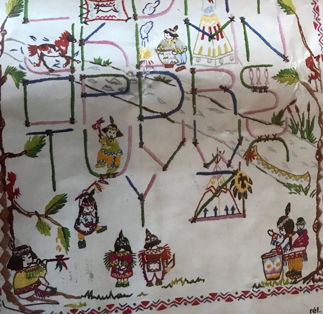 Stamped Linen, Indian Themed Sampler to Embroider. Letters of the ...