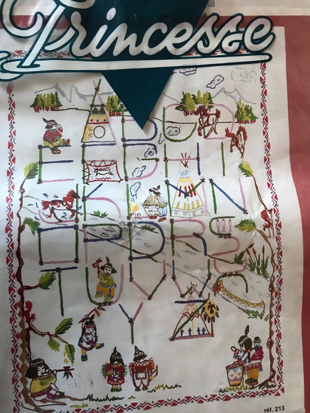 Stamped Linen, Indian Themed Sampler to Embroider. Letters of the ...