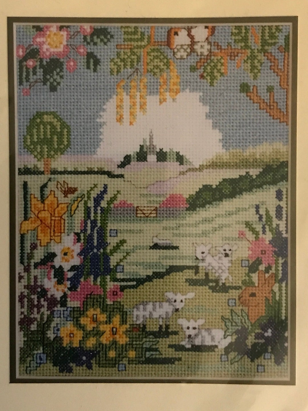 Vintage Spring Countryside Cross Stitch Kit: Lambs & Flowers - Etsy