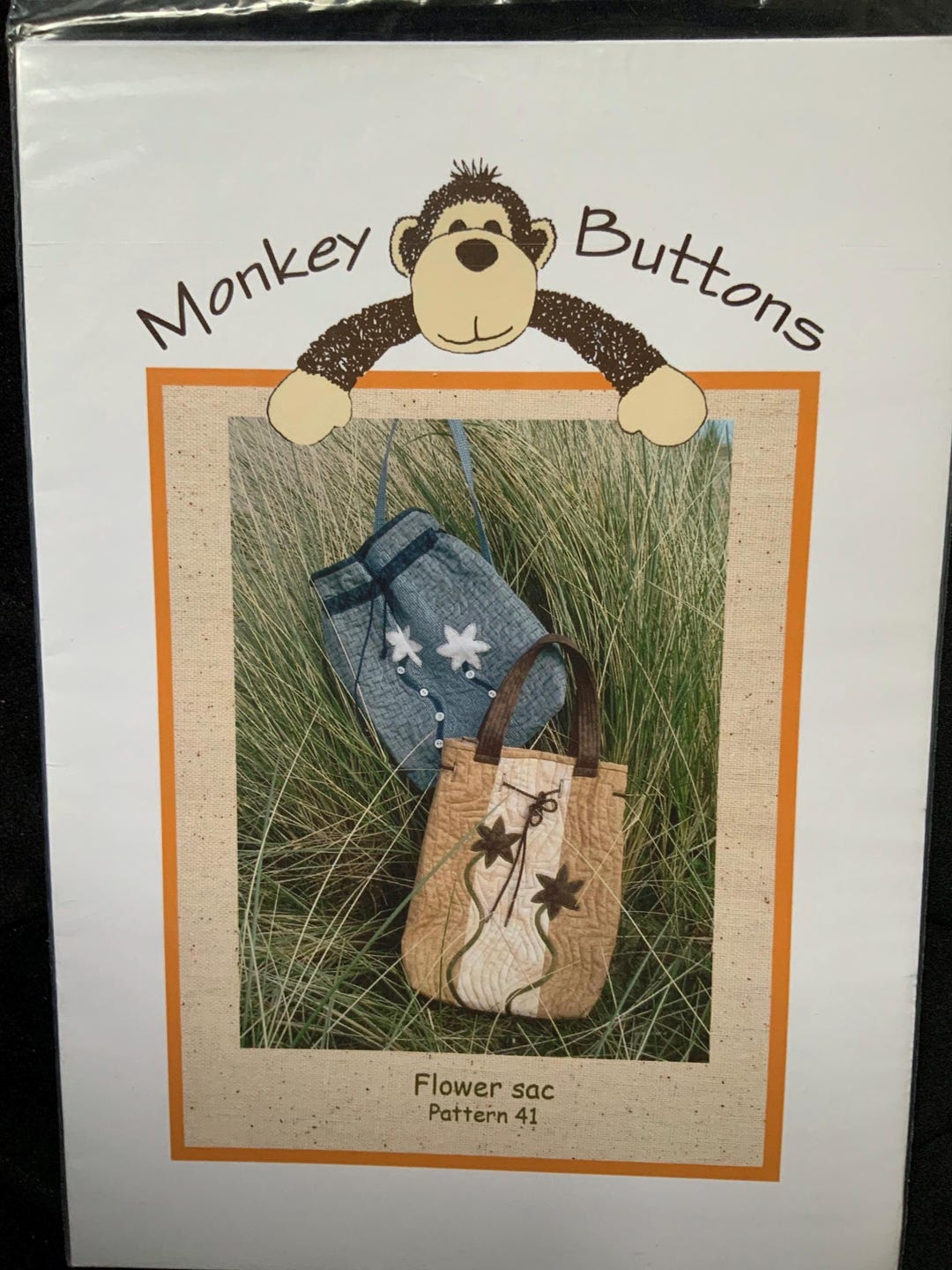 Appliqué Bag Sewing Pattern by Monkey Buttons (2005). Drawstring and Shoulder Strap or Two Short ...