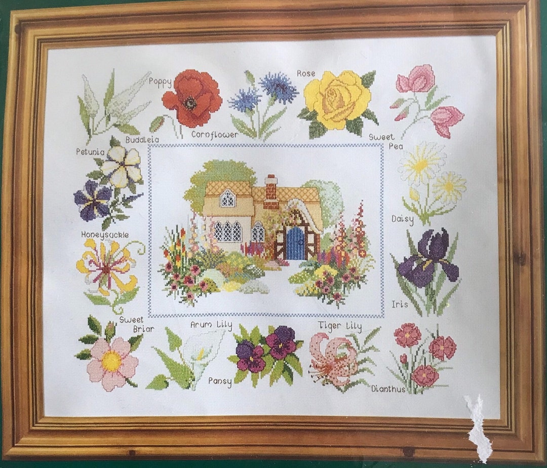 Cross Stitch Sampler Kit. Cottage Garden-ref CSKCG. the Craft ...
