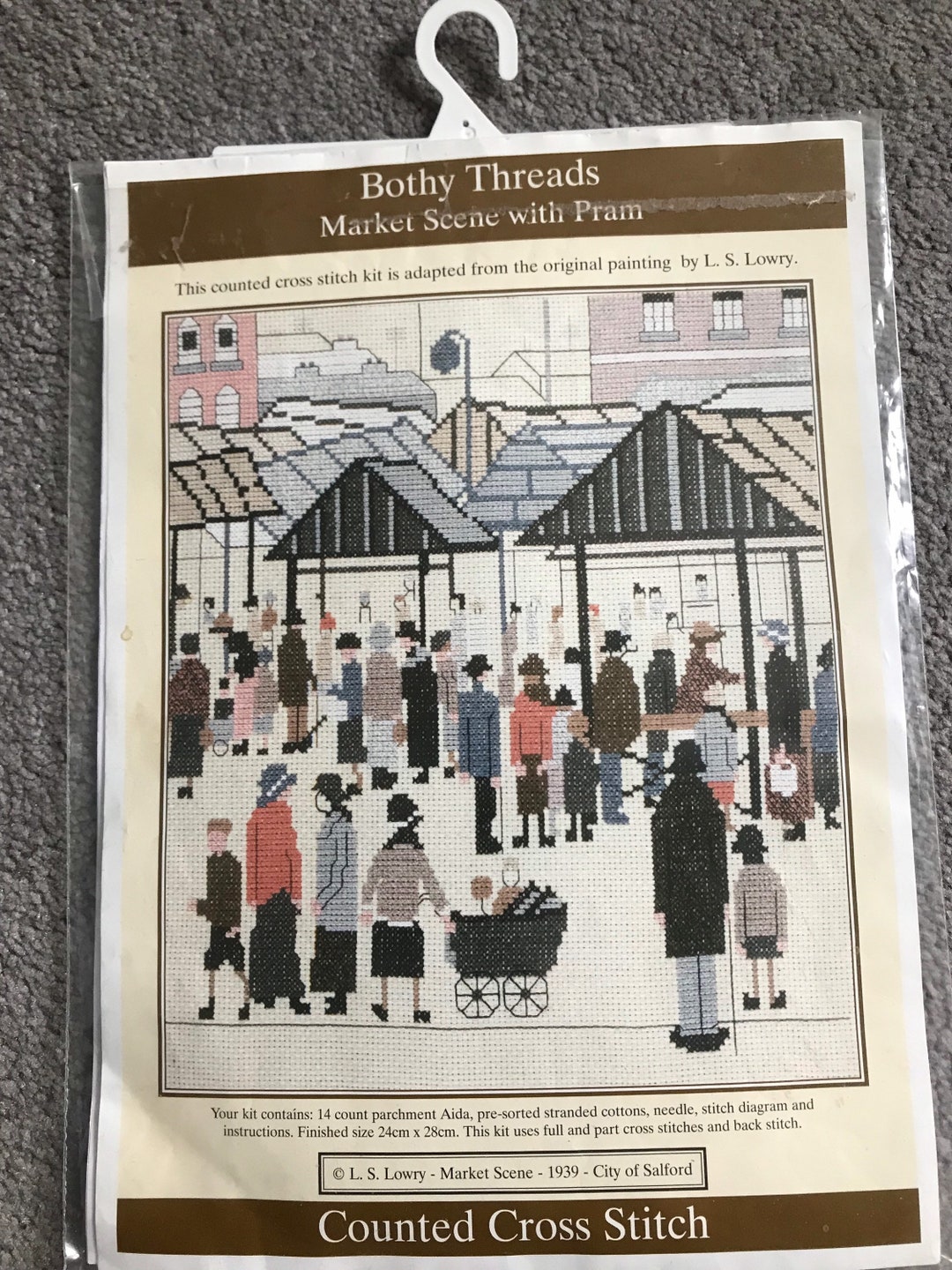 Cross Stitch Charts and Remaining Threads for Lowry Style Picture by Bothy Threads. Market Scene ...