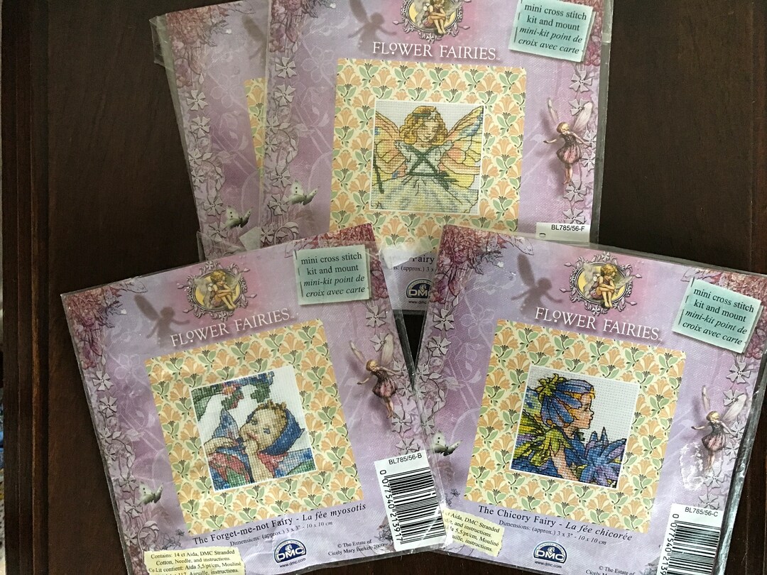 Mini Flower Fairies Cross Stitch Kits. Size 3”x3”. Chicory, Forget Me ...