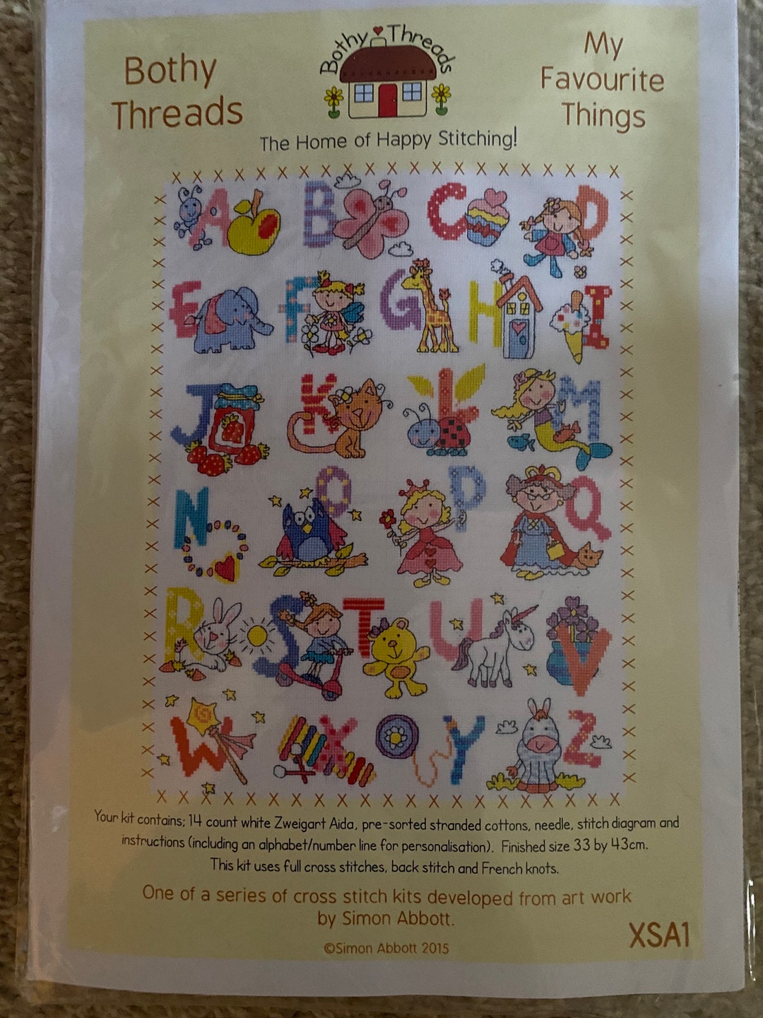 Alphabet Cross Stitch Sampler Kit by Bothy Threads, Titled my Favourite ...