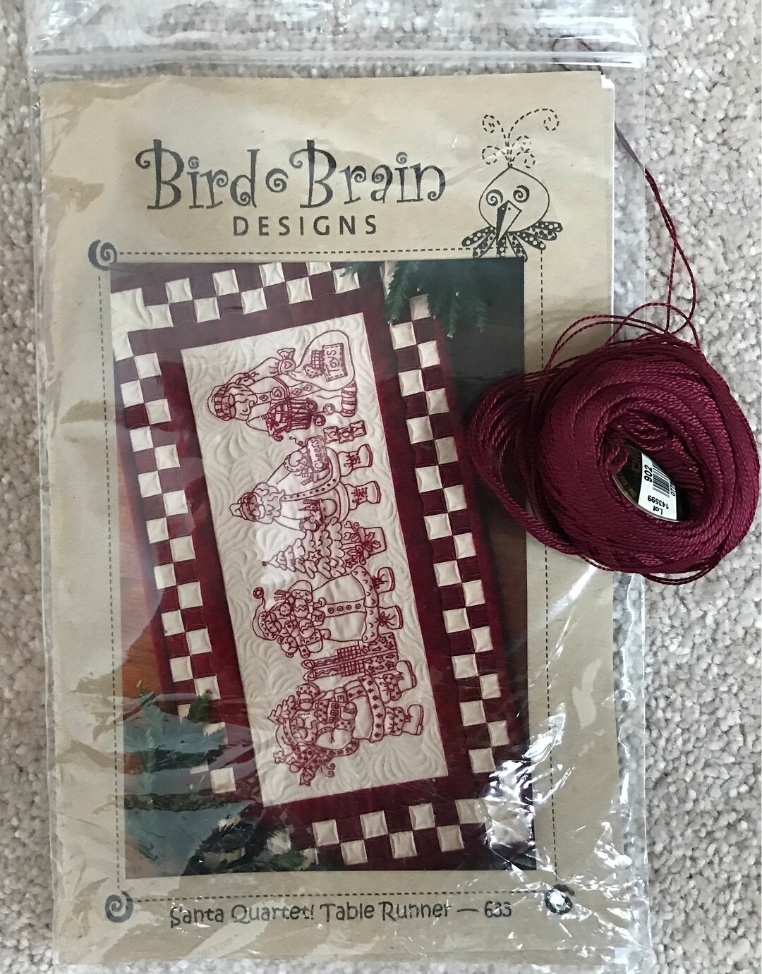 Christmas Themed Redwork Embroidery Pattern for a Table Runner or ...