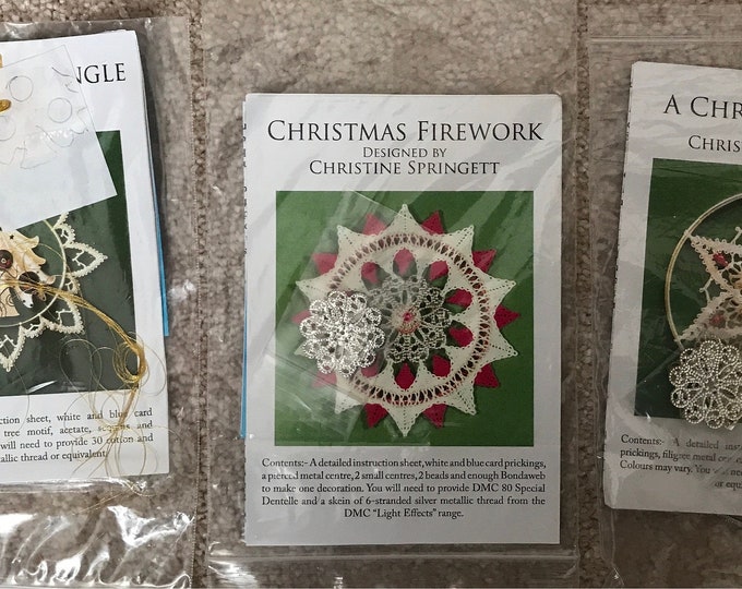 Vintage Lace Making Patterns and Embellishments for Christmas. Three ...