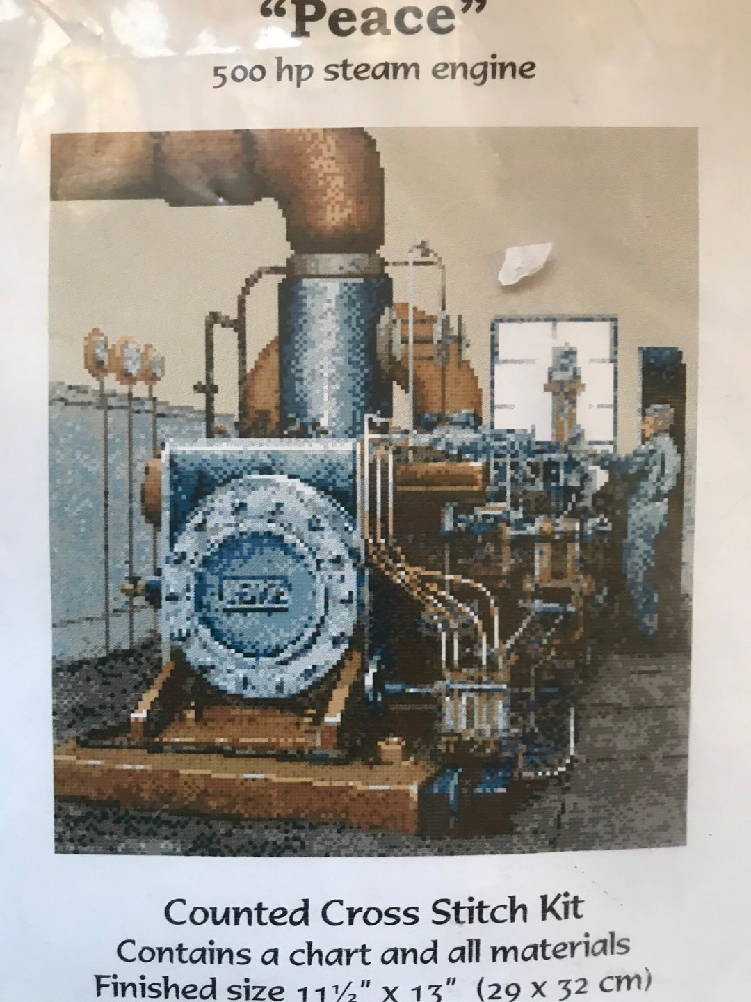 Steam Engine Cross Stitch Kit by Giddy Gecko Artworks “peace” (29 X ...