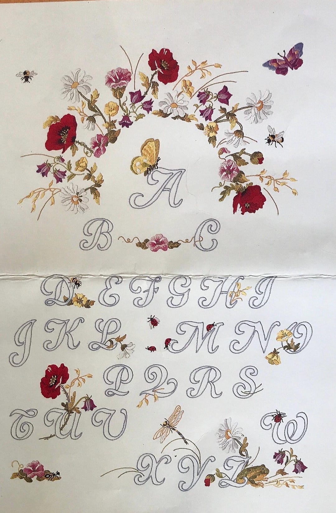 Embroidery Kit. Floral Sampler With the Alphabet. Vintage. Approx. 35cm ...